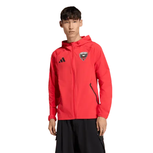 Adidas D.c. United Tiro Travel Full-zip Hooded Windbreaker - Light Red