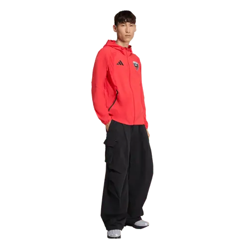 Adidas D.c. United Tiro Travel Full-zip Hooded Windbreaker - Light Red