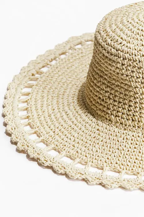 H&m Straw Sun Hat With Wide Brim