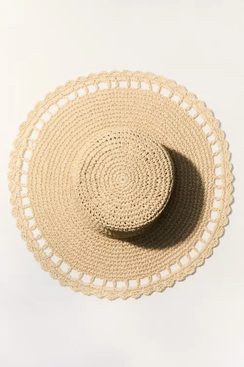 H&m Straw Sun Hat With Wide Brim