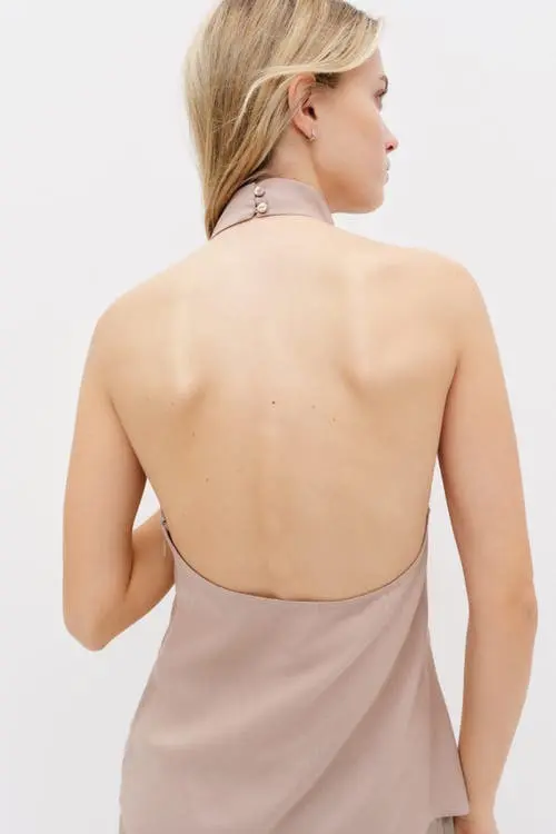 H&m Viscose Halterneck Top With Cowl Neckline
