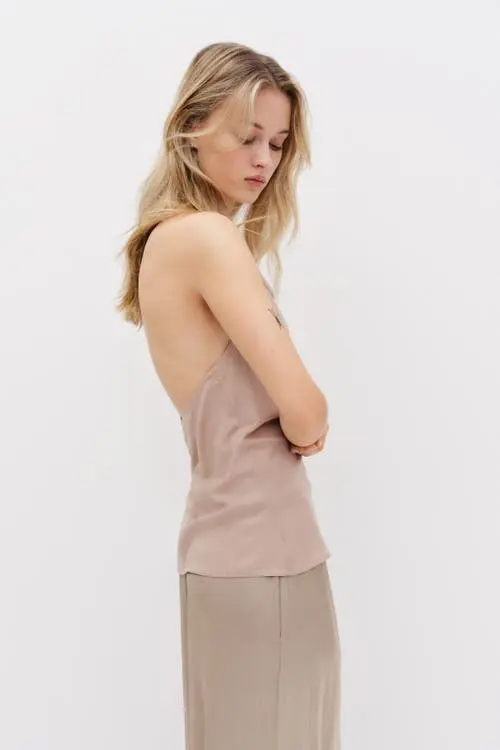 H&m Viscose Halterneck Top With Cowl Neckline