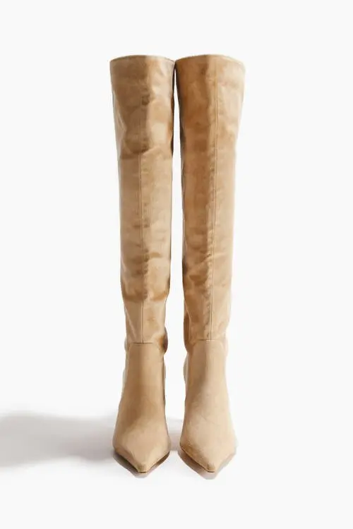 H&m Knee-high Slouchy Shaft Boots With Pointed Toe