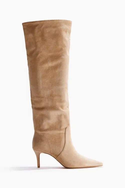 H&M Knee-high Slouchy Shaft Boots With Pointed Toe
