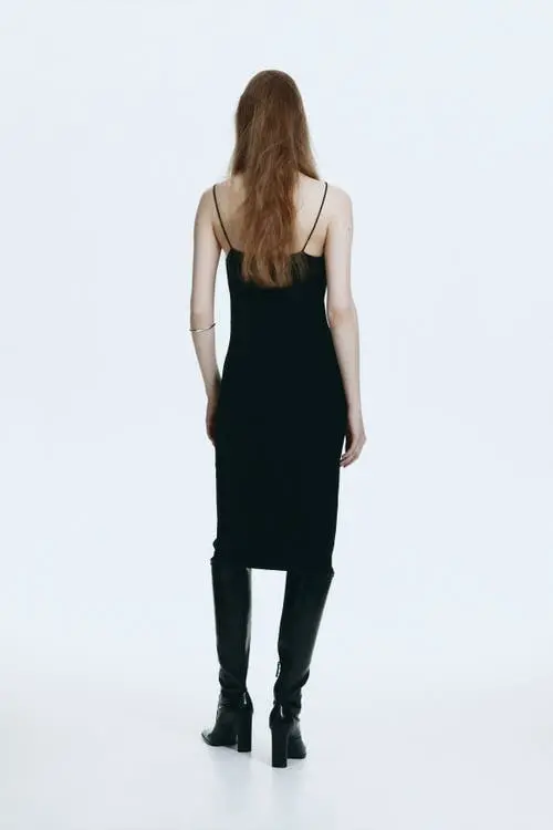H&m Lace Trimmed V-neck Knee-length Dress