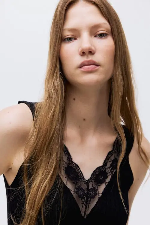 H&m Lace-trimmed Vest Top