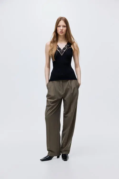 H&m Lace-trimmed Vest Top