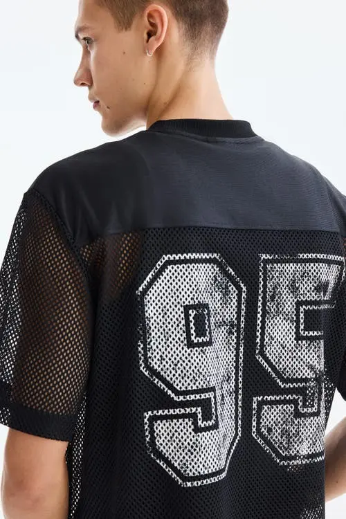 H&m Loose Fit Printed Mesh T-shirt