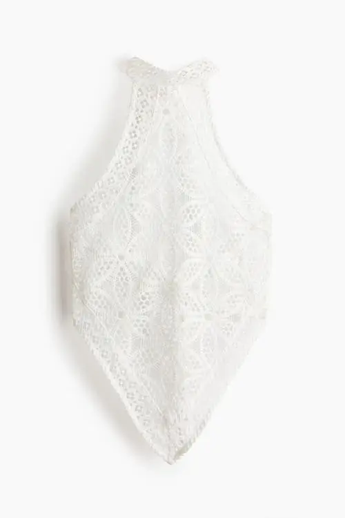 H&m Asymmetric Lace Halterneck Top