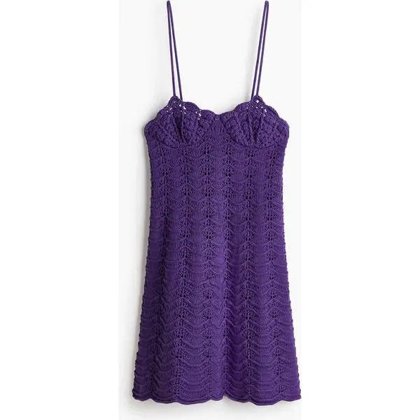 H&m Crochet-look Strappy Dress - Violet