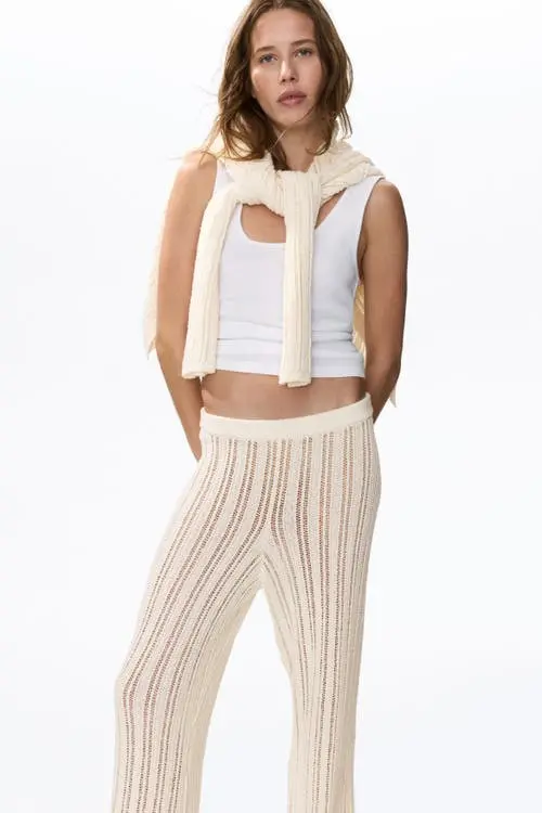 H&m Wide Crochet-look Trousers