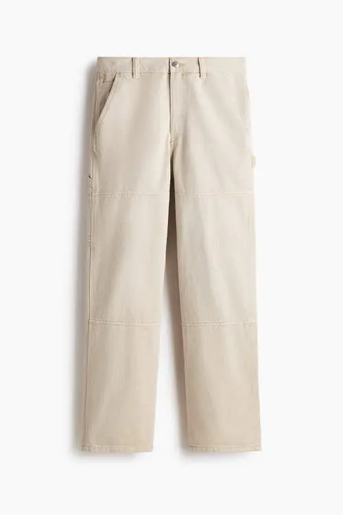 H&m Regular Fit Carpenter Trousers - Light Beige