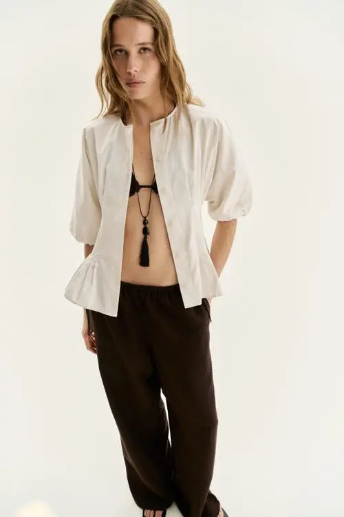 H&m Waisted Cotton Blouse
