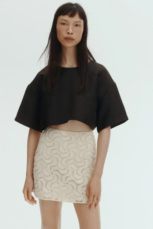 H&m Beaded Crochet-look Skirt