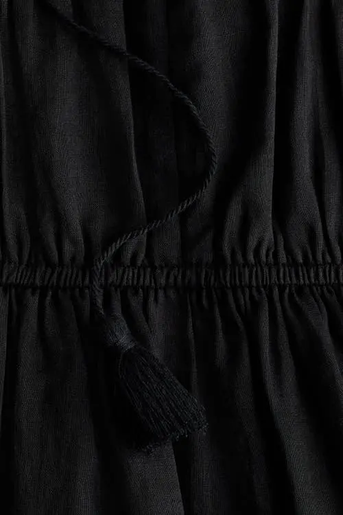 H&m Drawstring Detail Ramie Maxi Dress