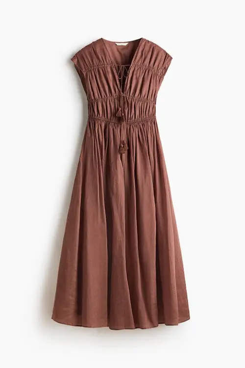 H&m Drawstring-detail Ramie Dress