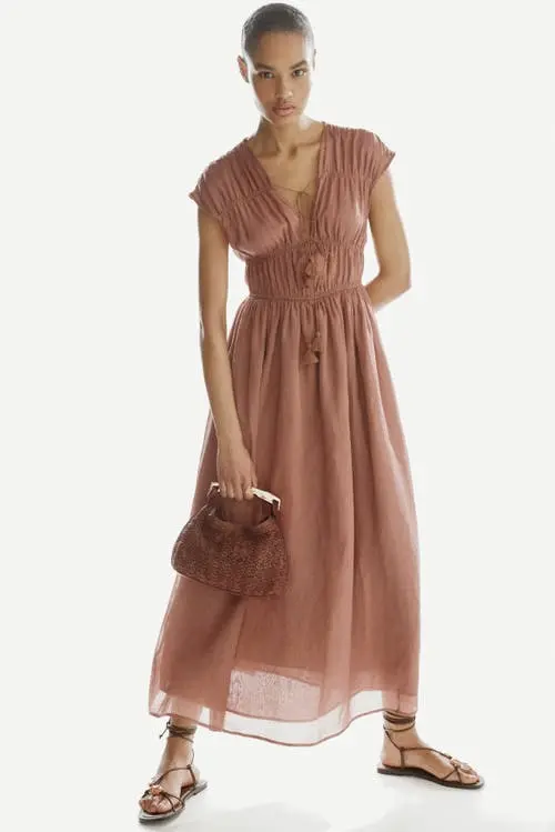H&m Drawstring-detail Ramie Dress