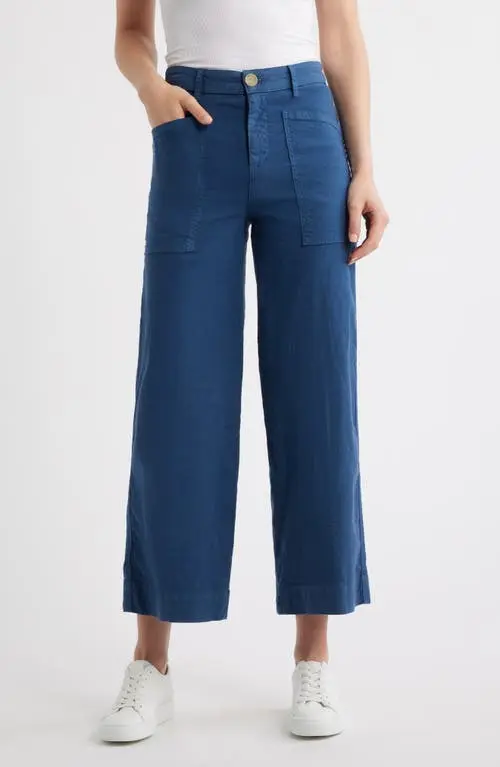 Frank & Eileen Stretch Cotton & Linen Crop Wide Leg Carpenter Pants - Summer Navy