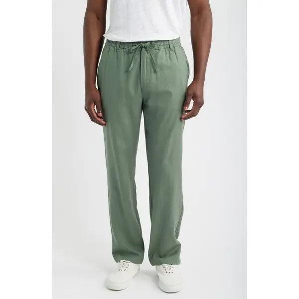 Mack Weldon Straight Leg Linen Blend Drawstring Pants - Cactus