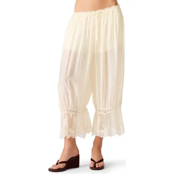 Steve Madden Easten Lace Detail Drawstring Pants - Cream