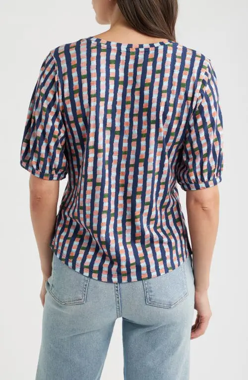NIC+ZOE Striped Cotton & Modal V-neck Top