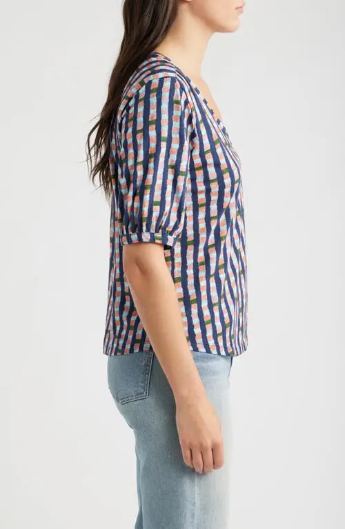 NIC+ZOE Striped Cotton & Modal V-neck Top