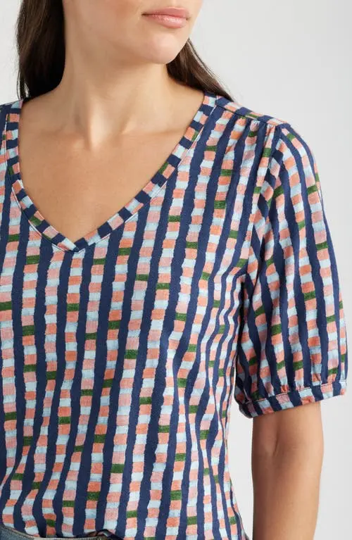 NIC+ZOE Striped Cotton & Modal V-neck Top