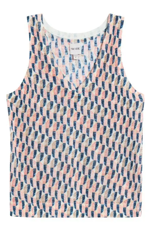 NIC+ZOE Printed Ramie Blend Sweater Tank