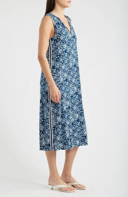 NIC+ZOE Shibori Lily Print Sleeveless Midi Dress