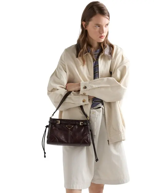 Prada Bonnie Small Leather Handbag - Brown
