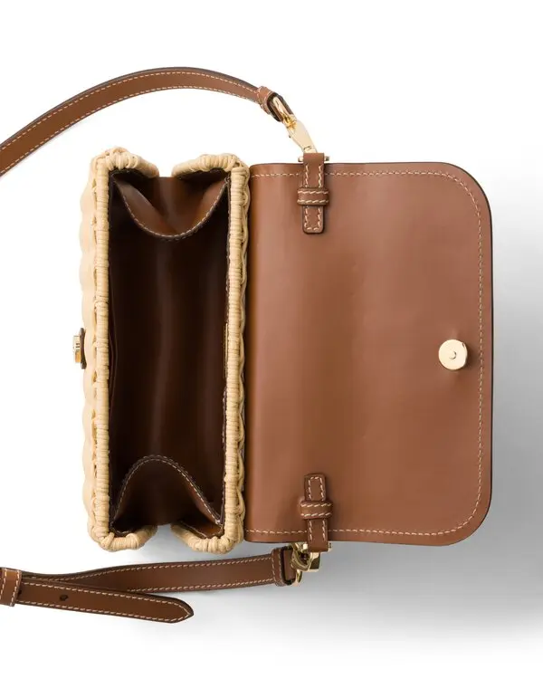 Prada Small Wicker And Leather Shoulder Bag