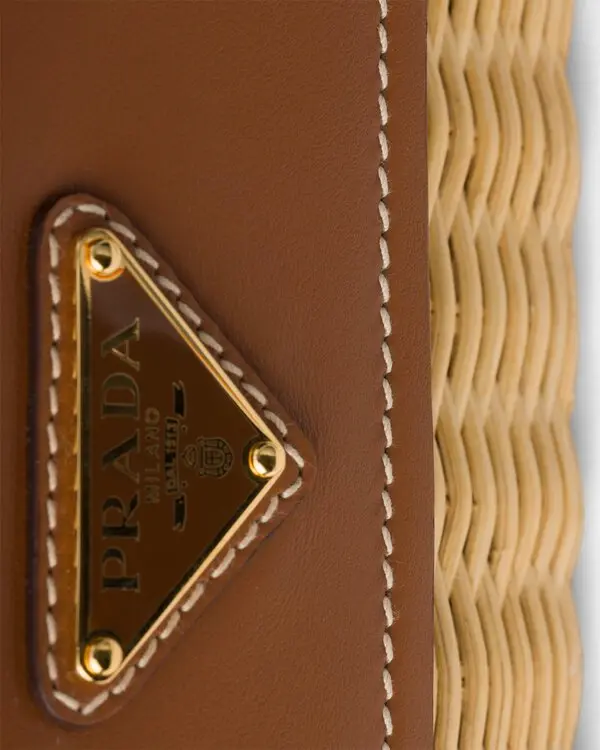 Prada Small Wicker And Leather Shoulder Bag