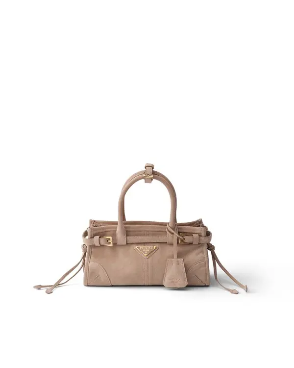 Prada Bonnie Suede Handbag - Powder