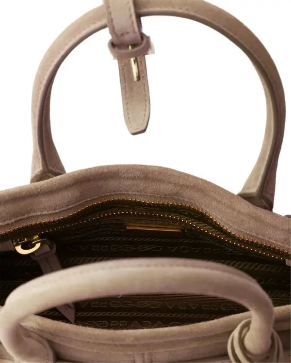 Prada Bonnie Suede Handbag - Powder