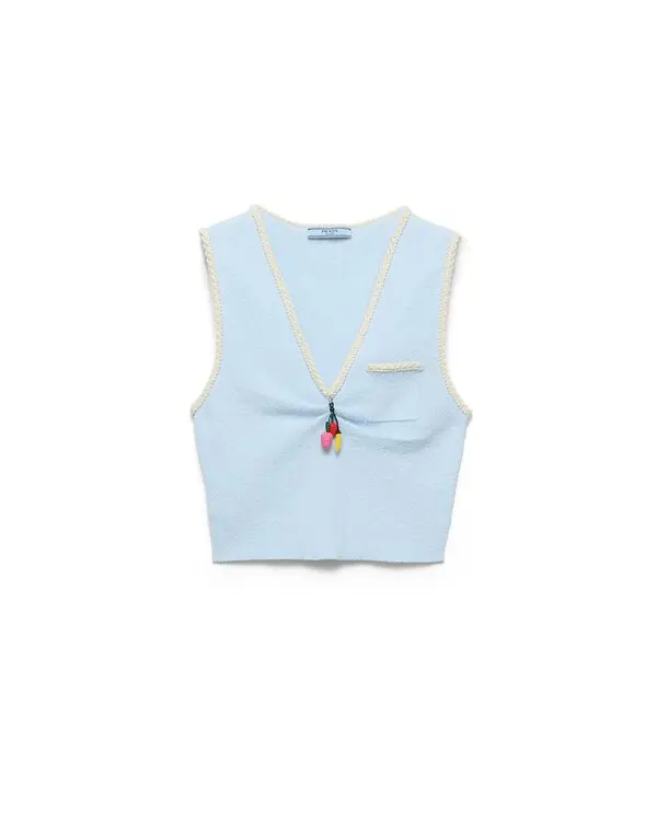 Prada Cotton Bouclé Crop Top - Light Blue
