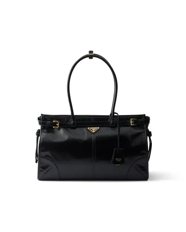 Prada Bonnie Large Leather Handbag - Black