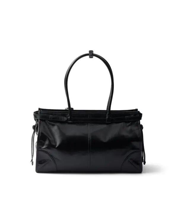 Prada Bonnie Large Leather Handbag - Black