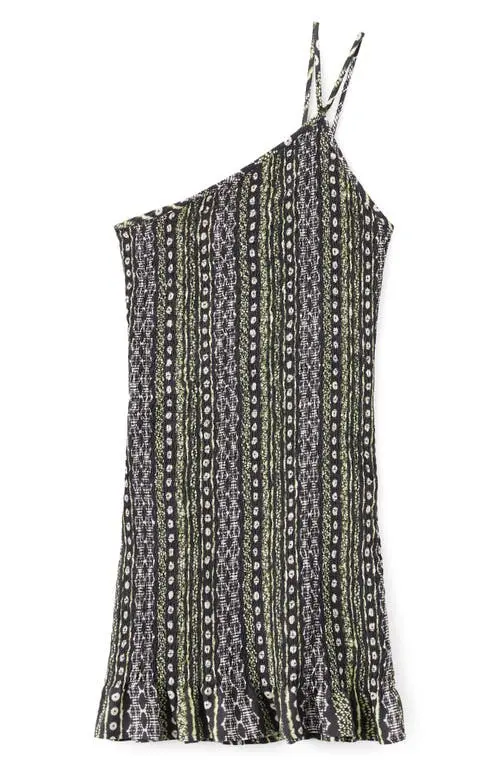 Mango One-shoulder Smocked Minidress