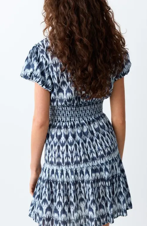 Mango Print Smocked Minidress