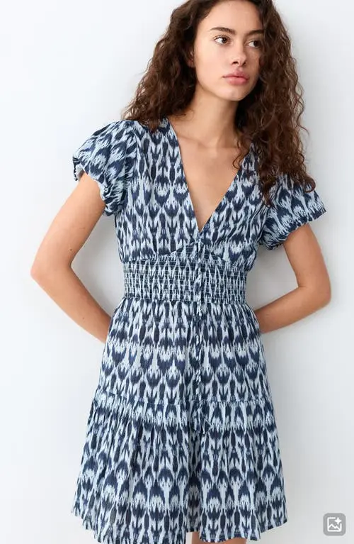 Mango Metallic Shimmer Smocked Minidress