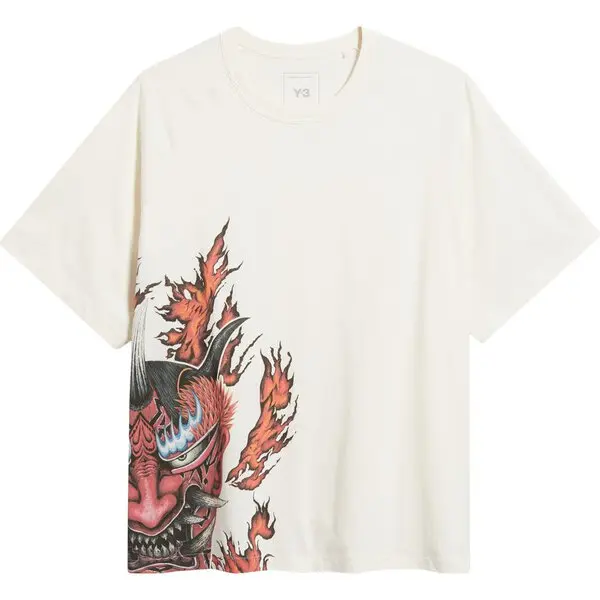 Y3 Graphic Short Sleeve Cotton T-shirt - Chalk White
