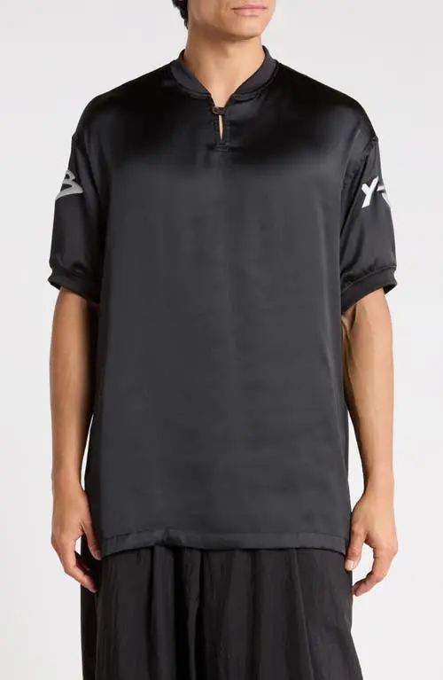 Y3 Liquid Logo Satin Jersey T-shirt - Black