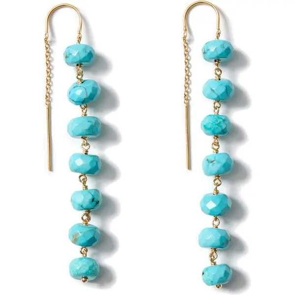 Chan Luu Linear Drop Earrings With Semiprecious Stones - Turquoise