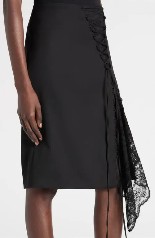 Alexander McQueen Lace Insert Wool Pencil Skirt