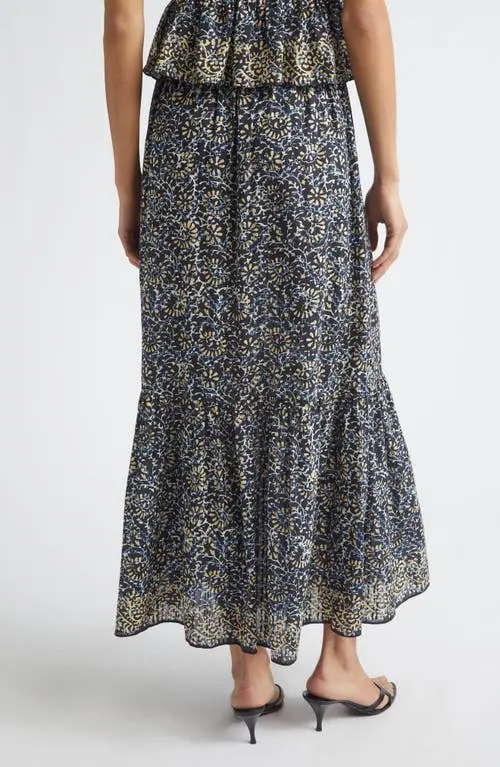 Ulla Johnson Olina Print Tiered Cotton Maxi Skirt