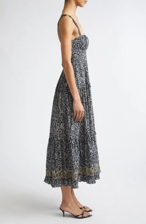 Ulla Johnson Ophelia Floral Print Sleeveless Tiered Maxi Dress - Midnight Bloom