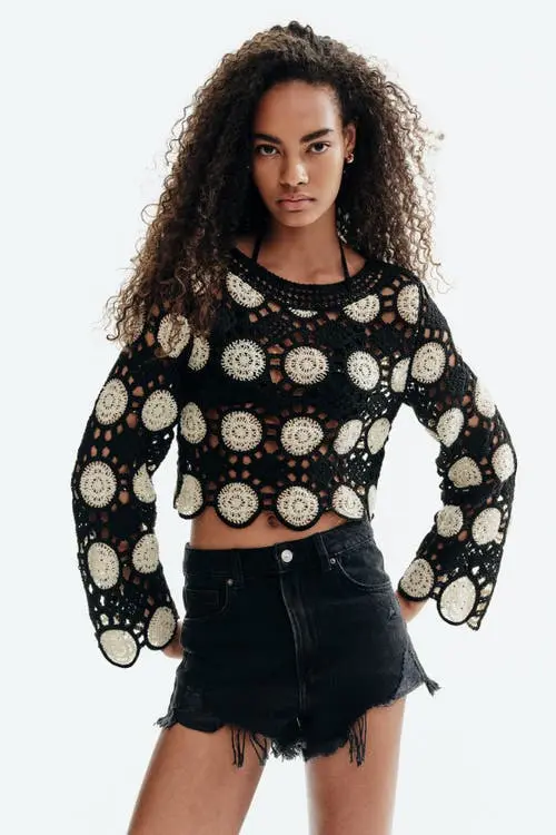 H&m Worn-look Denim Shorts - Black