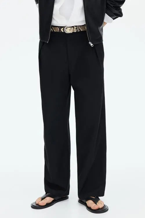 H&m Loose Fit Wide Tailored Trousers