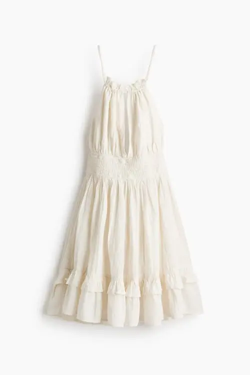 H&m Flared-skirt Linen-blend Dress