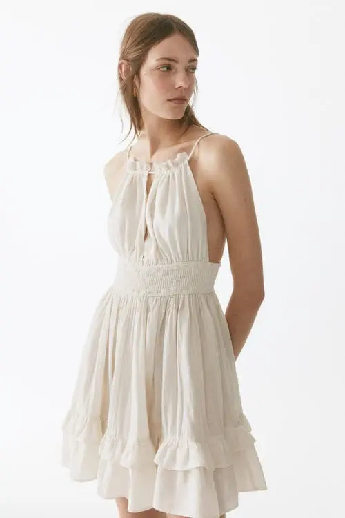 H&m Flared-skirt Linen-blend Dress